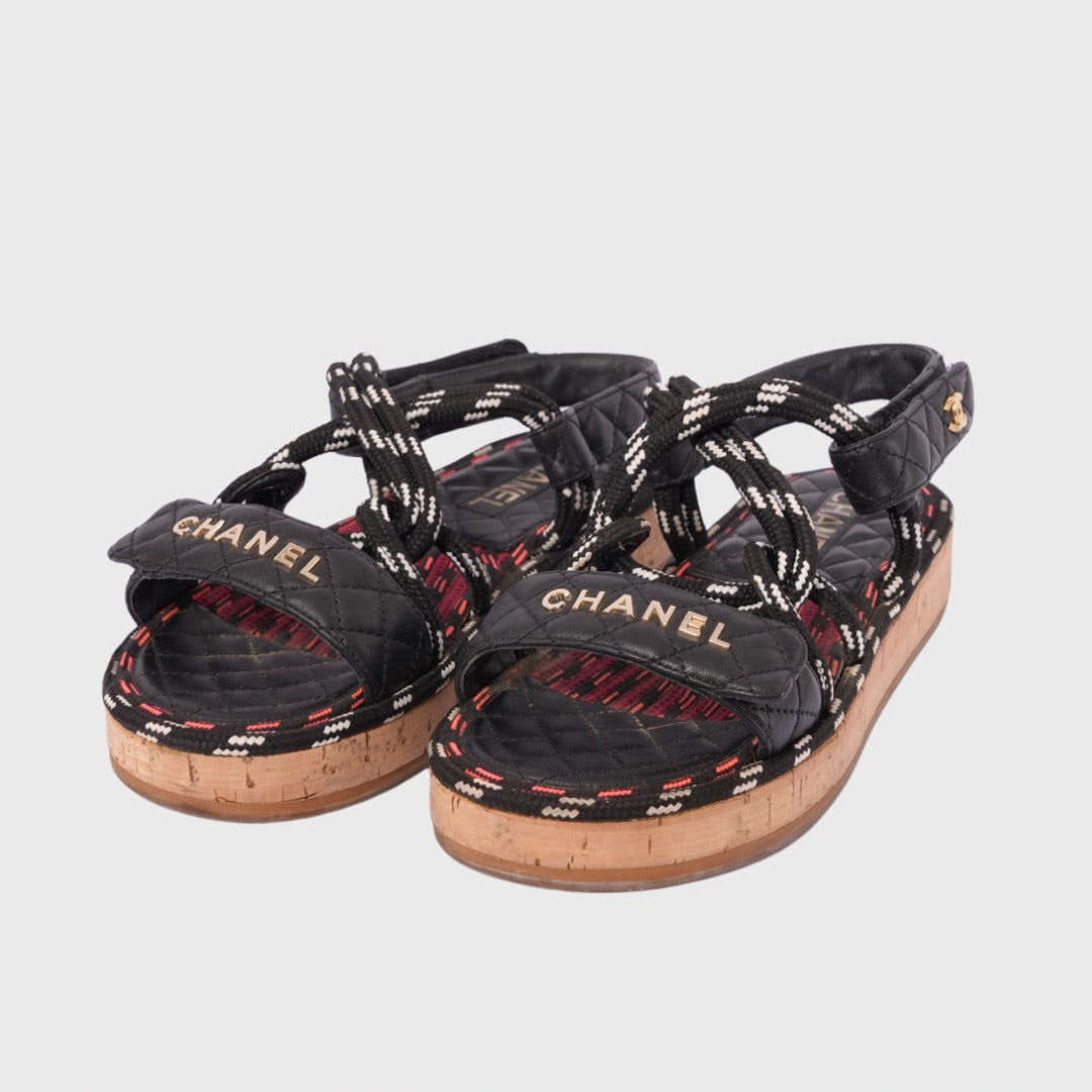 Chanel Cord Sandals Lambskin Multi Colors – Perrine Porter