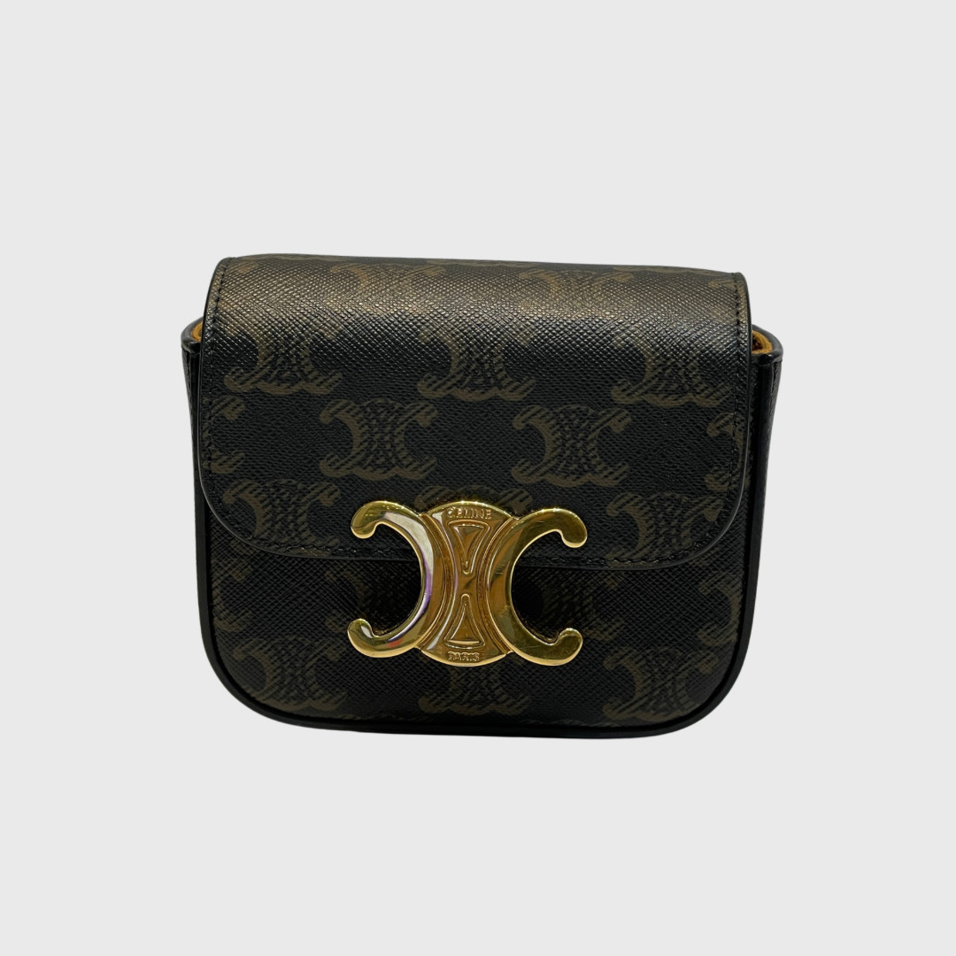 Celine Triomphe Crossbody Mini Canvas Brown GHW – Perrine Porter